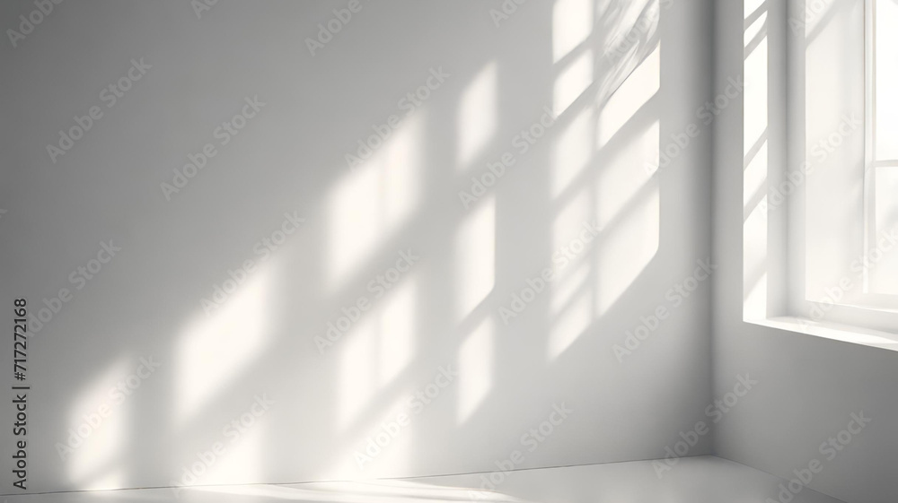 Window frame shadow design element, Empty white wall where sunlight ...
