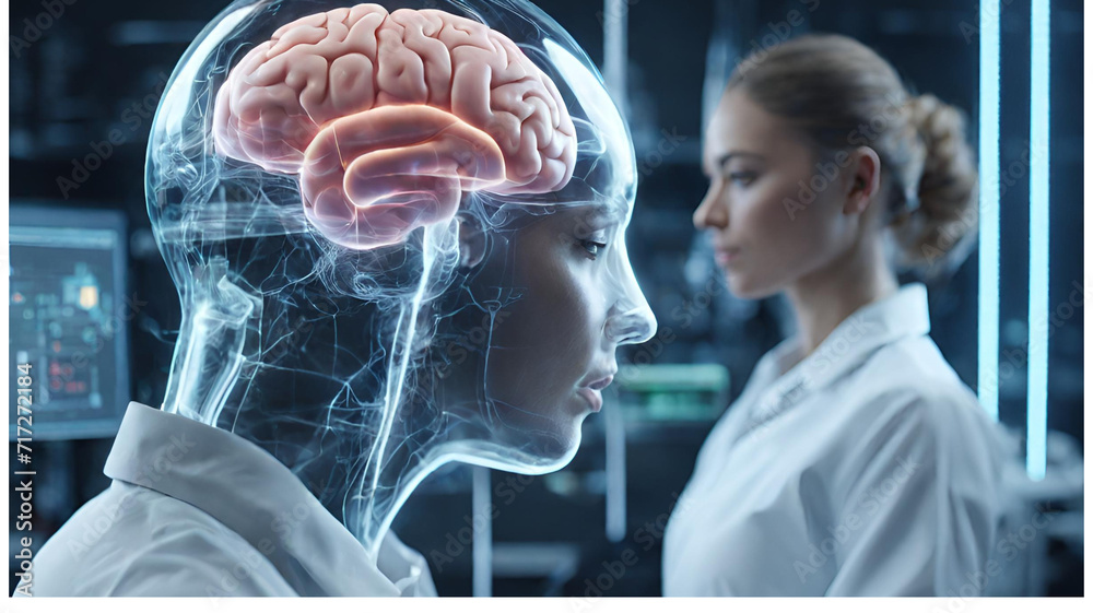 Human brain with wires connected to it The human brain in the ...