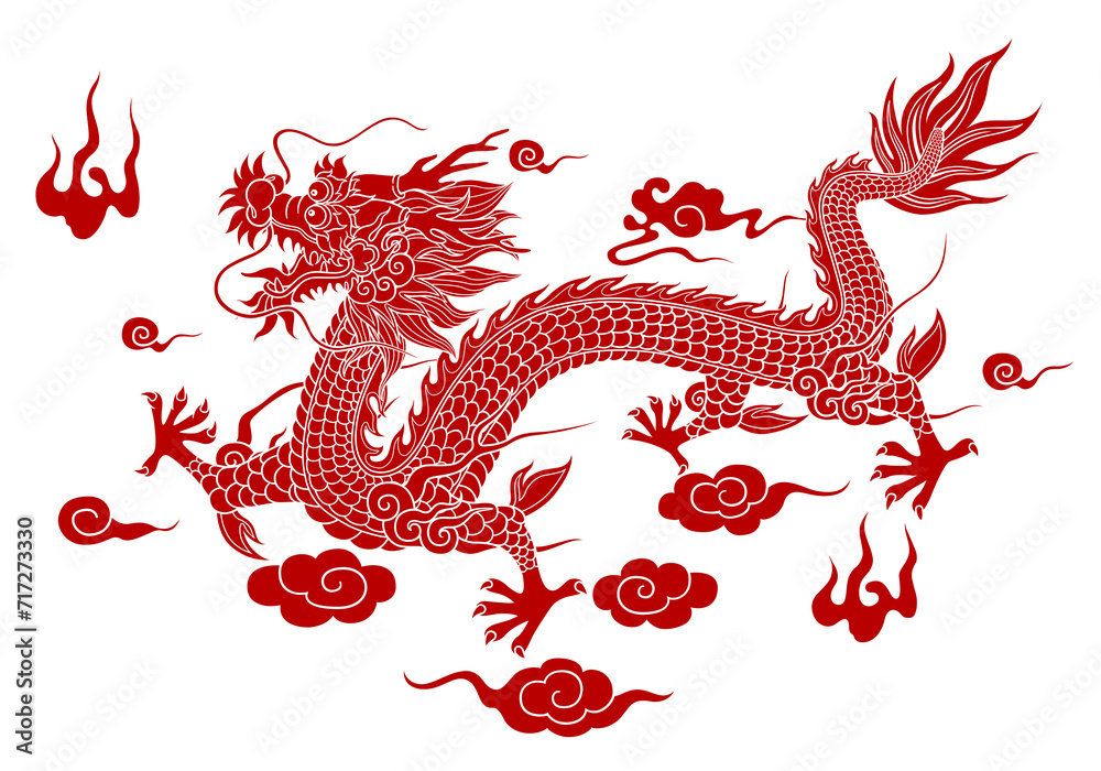 Design Culture traditions asia Chinese dragon graphics on a flat ...