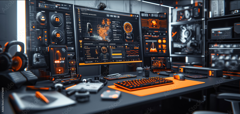 Professional Gamers Room With Ultra Powerful Personal Computer with led ...