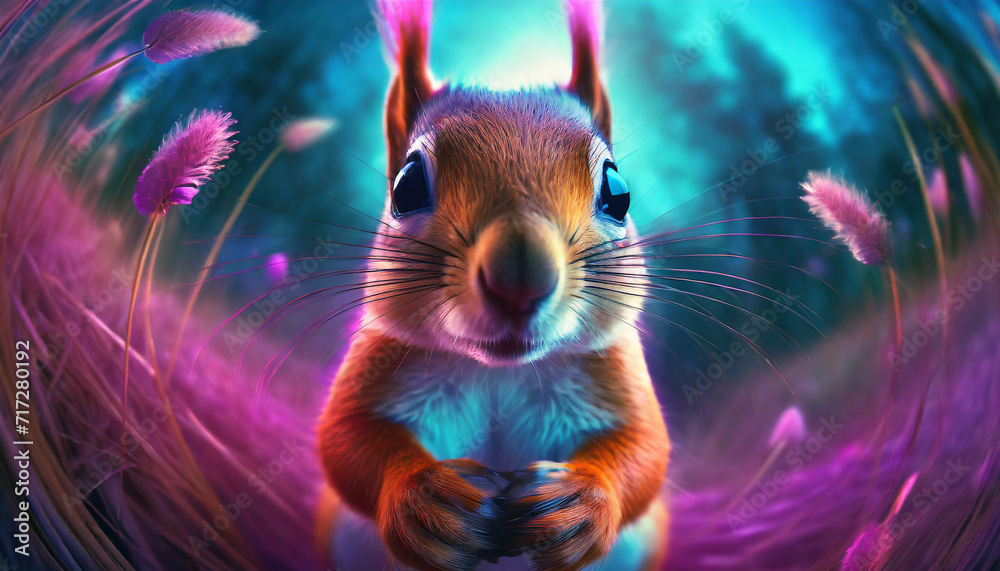 Squirrel curiosity: close-up portrait capturing the detailed muzzle of ...