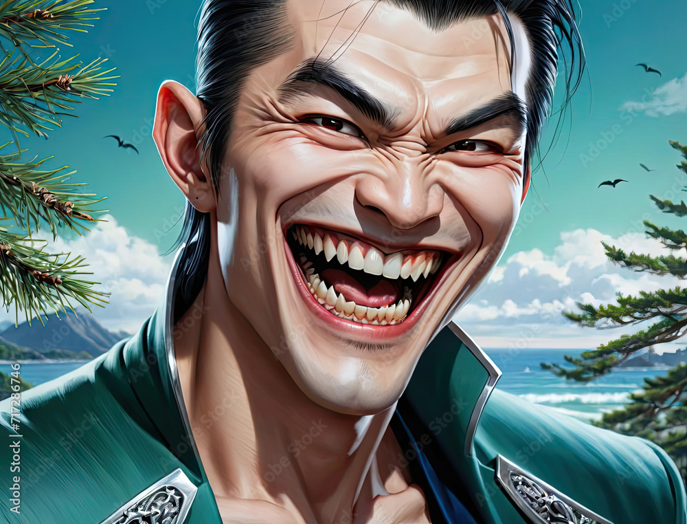 Realistic Close-Up Portrait of a Smiling East Asian Male Cold War ...