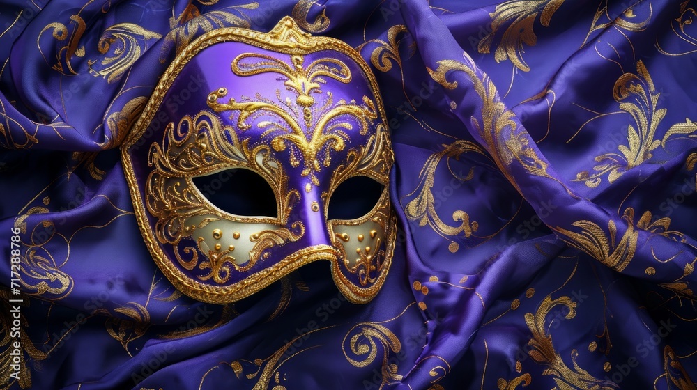 Royal purple and gold masquerade mask, conveying opulence and grandeur ...