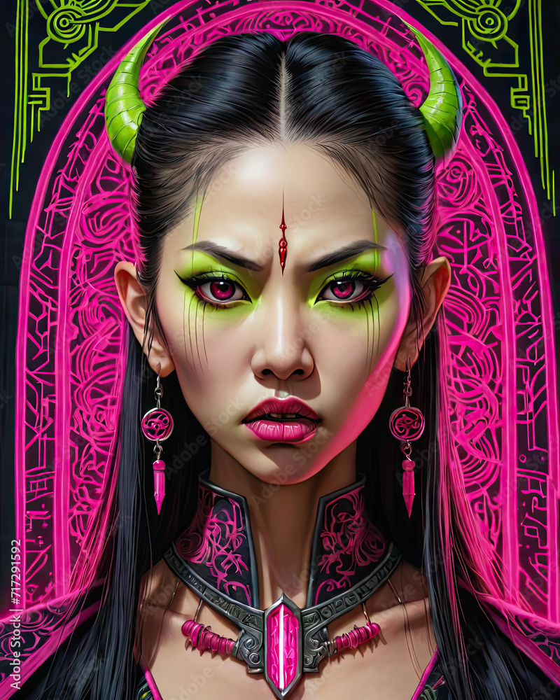 Highly Artistic Realistic Portrait of a Medium-Skin East Asian Sumerian ...