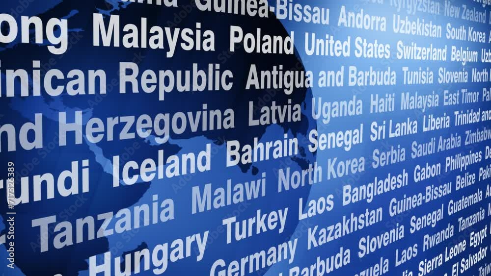 Name countries of world on world globe international travel news ...