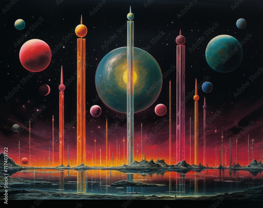 Elevation of the moons & the planets, in the colorful photorealistic ...