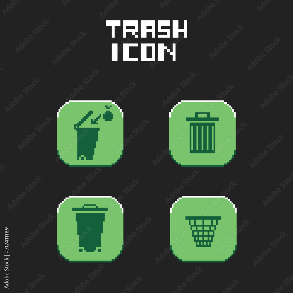 pixel art trash icon with black and white color ,good for your game ...