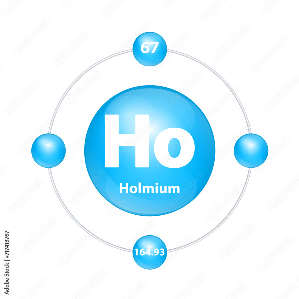 Holmium (Ho) Icon structure chemical element round shape circle light ...