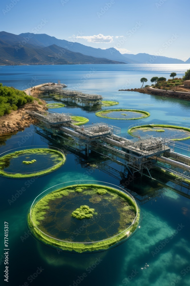 Modern fish farm with recirculating aquaculture systems, Generative AI ...