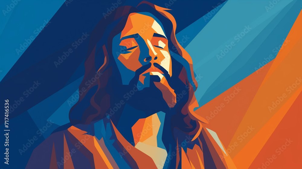 Graphic portrait of Jesus Christ. Beautiful illustration in different ...