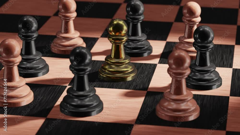 Video Stock Realistic 3D animation of the black wooden chess pawn ...