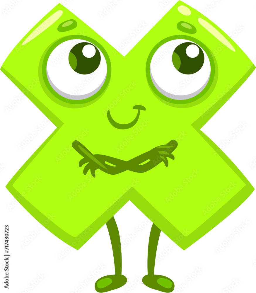 Cartoon funny math number multiplication sign character. Isolated ...