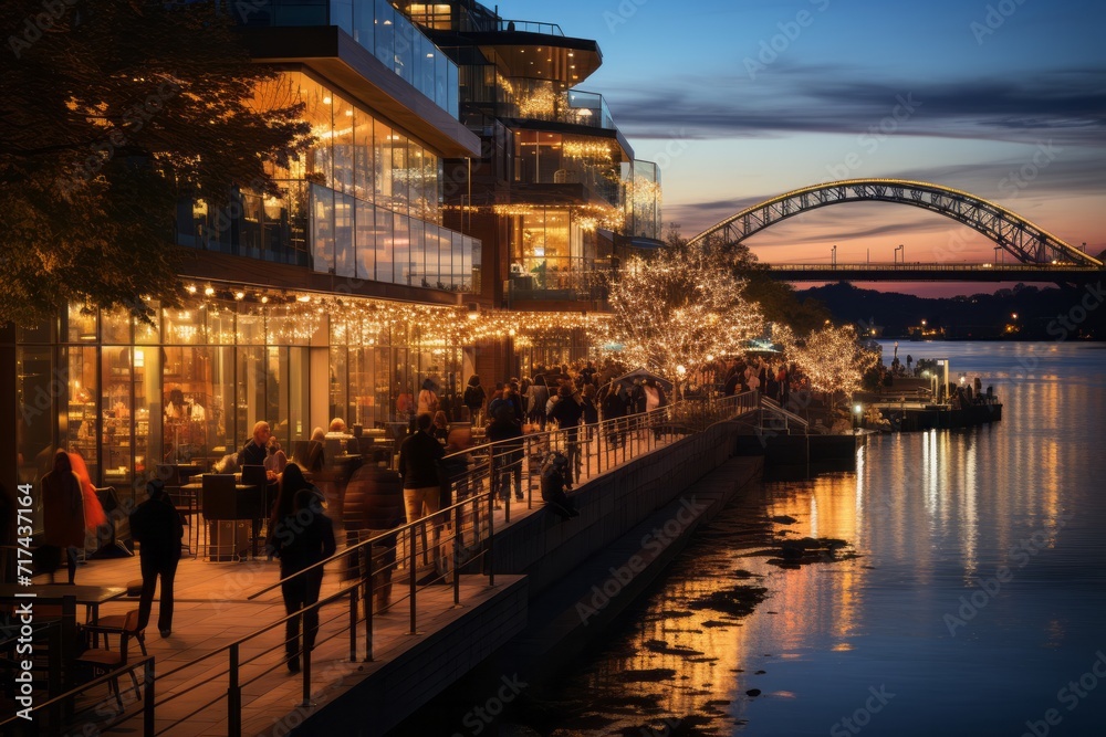 Scenic riverfront with boats and floating restaurants as the city's ...