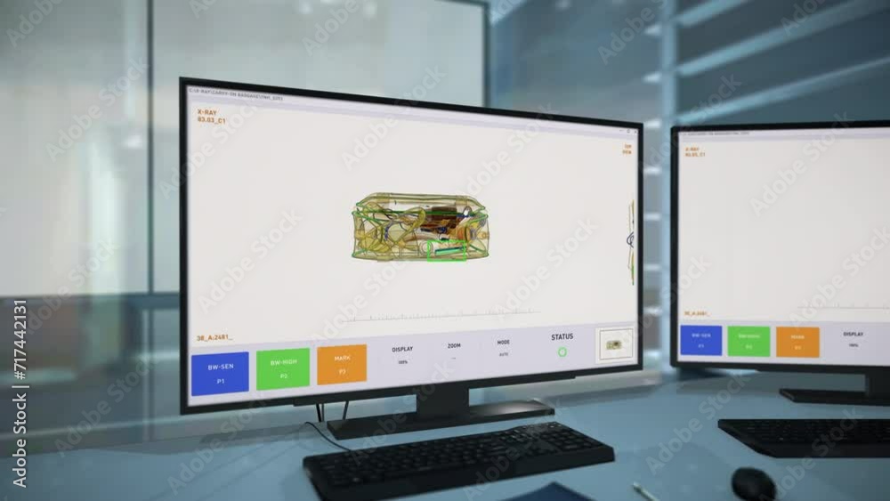 Digital Luggage X-ray Scanning Process On A Visual Display Unit ...