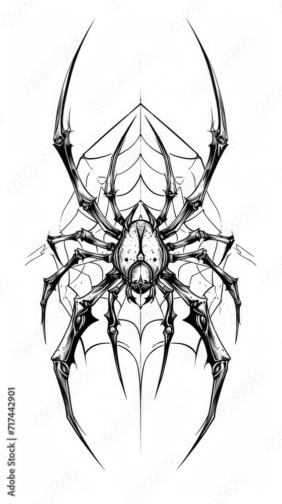Spider tattoo flash, AI generated Image Stock Illustration | Adobe Stock