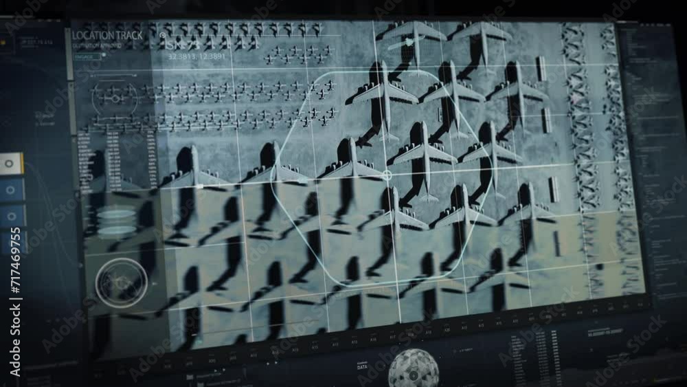 Vidéo Stock Military Air Base Location Tracking On Modern Monitor ...