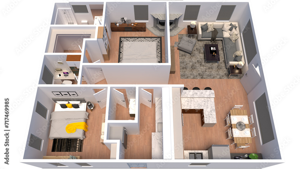 Floor plan top view. Apartment interior isolated on without background ...