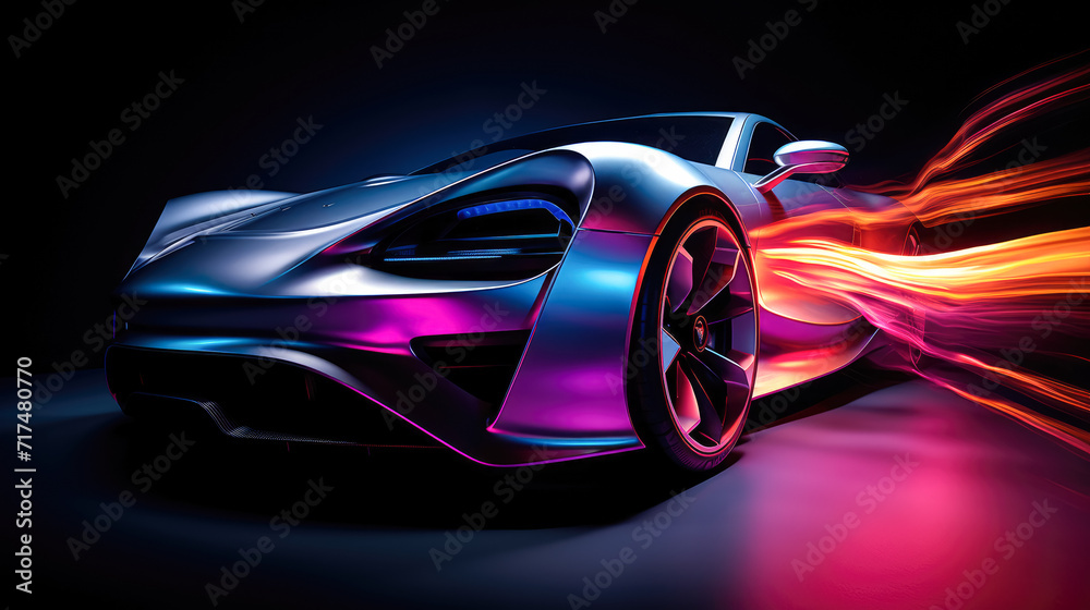 Aerodynamic body kit upgrade on a racing car in a vivid, energetic ...