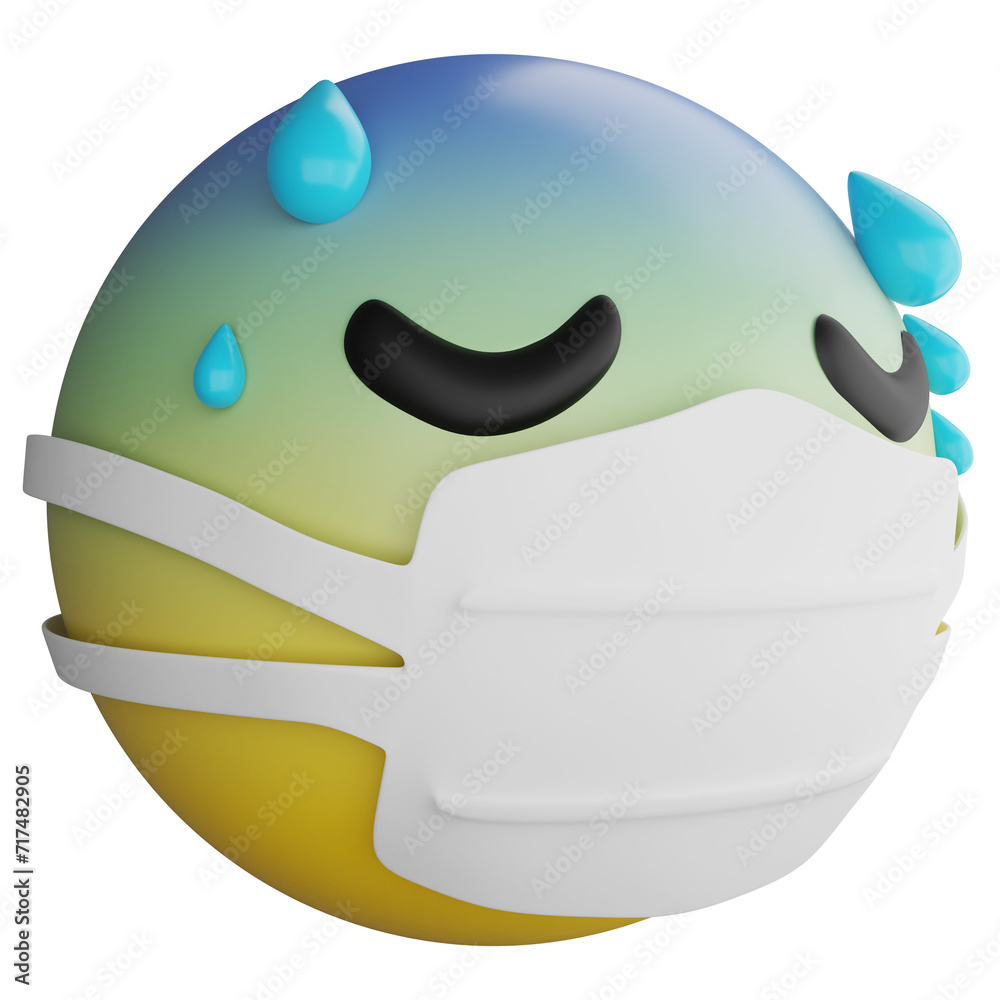 Sick emoji side view clipart flat design icon isolated on transparent ...