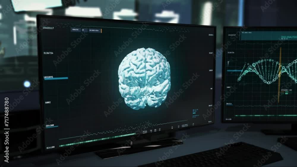 Monitor Displays Disease Scan Interface Used To Localise Brain Tumor ...