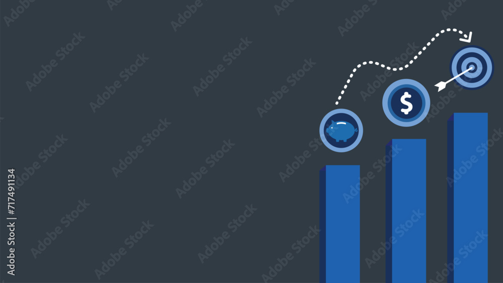 Financial target concept vector web banner design with dollar sign coin ...