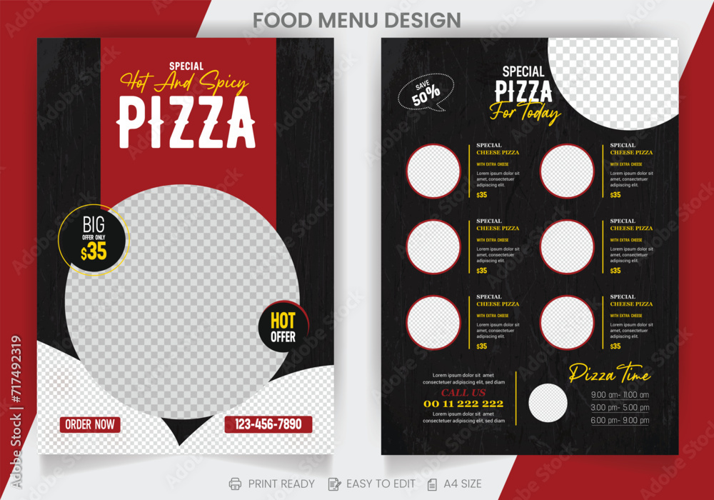 Burger & fast food menu cover design layout or pizza, chicken banner ...