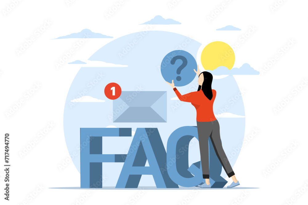 Frequently Asked Questions concept, customer service, businesswoman ...