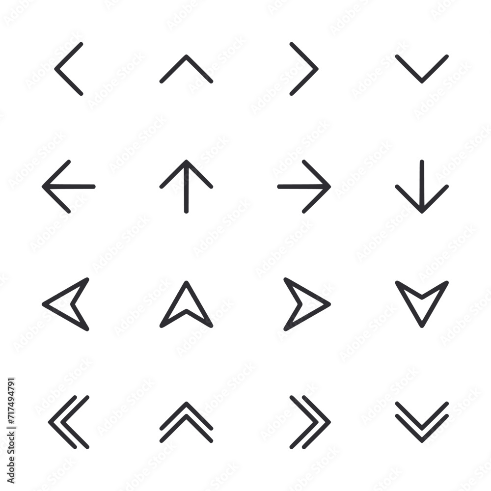 Set of arrow icon for web app simple line design Stock Vector | Adobe Stock