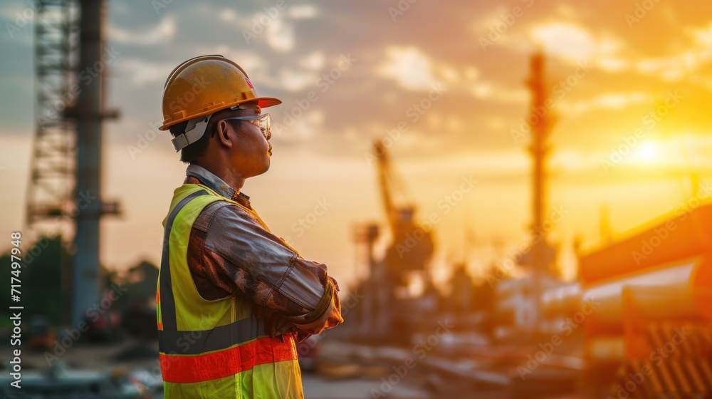 Engineer wear safety on color back ground. inspector inspection by ...