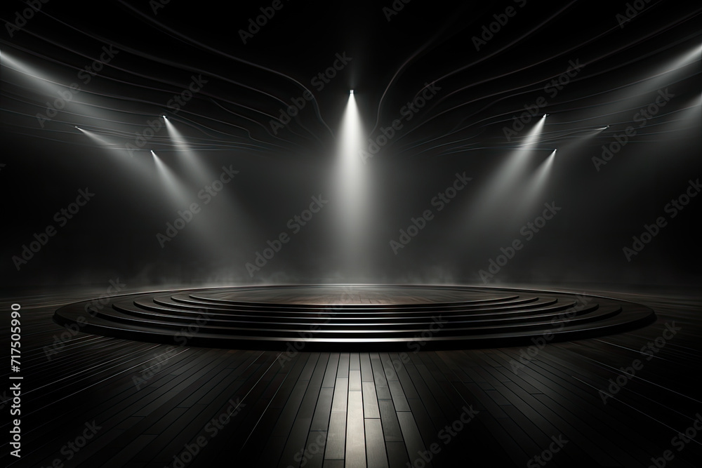 empty stage of black lights on the stage,Empty stage with monochromatic ...