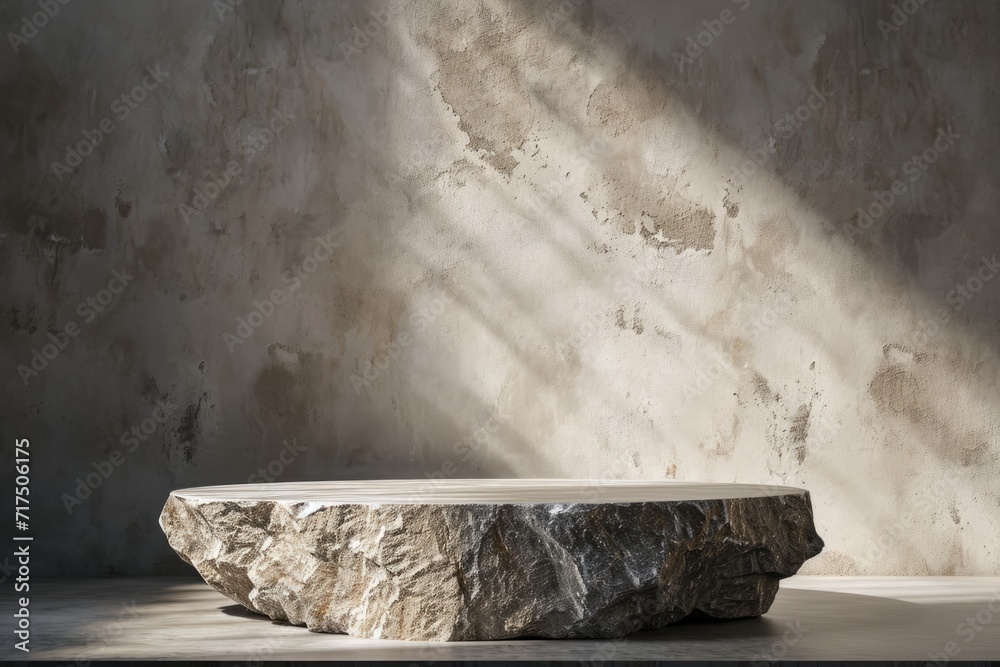 Ultra realistic photo of Stone podium rock pedestal stage empty scene ...