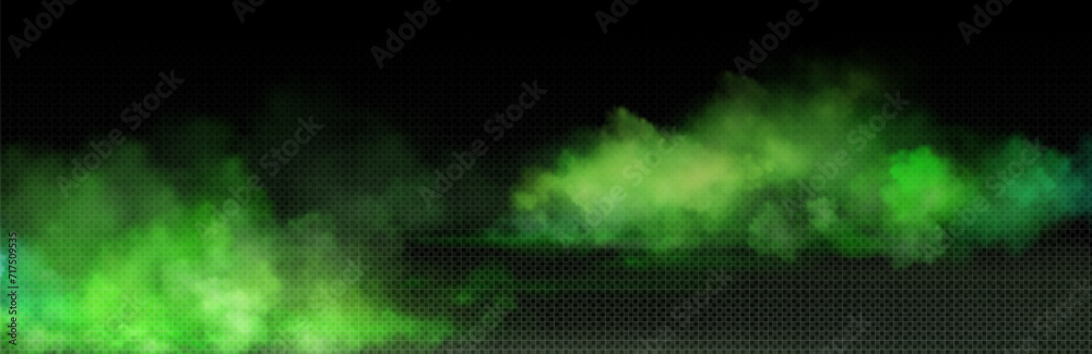 Green toxic smoke cloud with overlay effect on transparent background ...