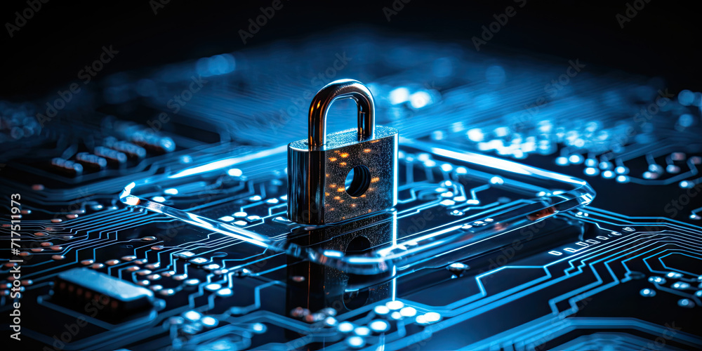 computer Shield cyber Key lock security system abstract technology ...