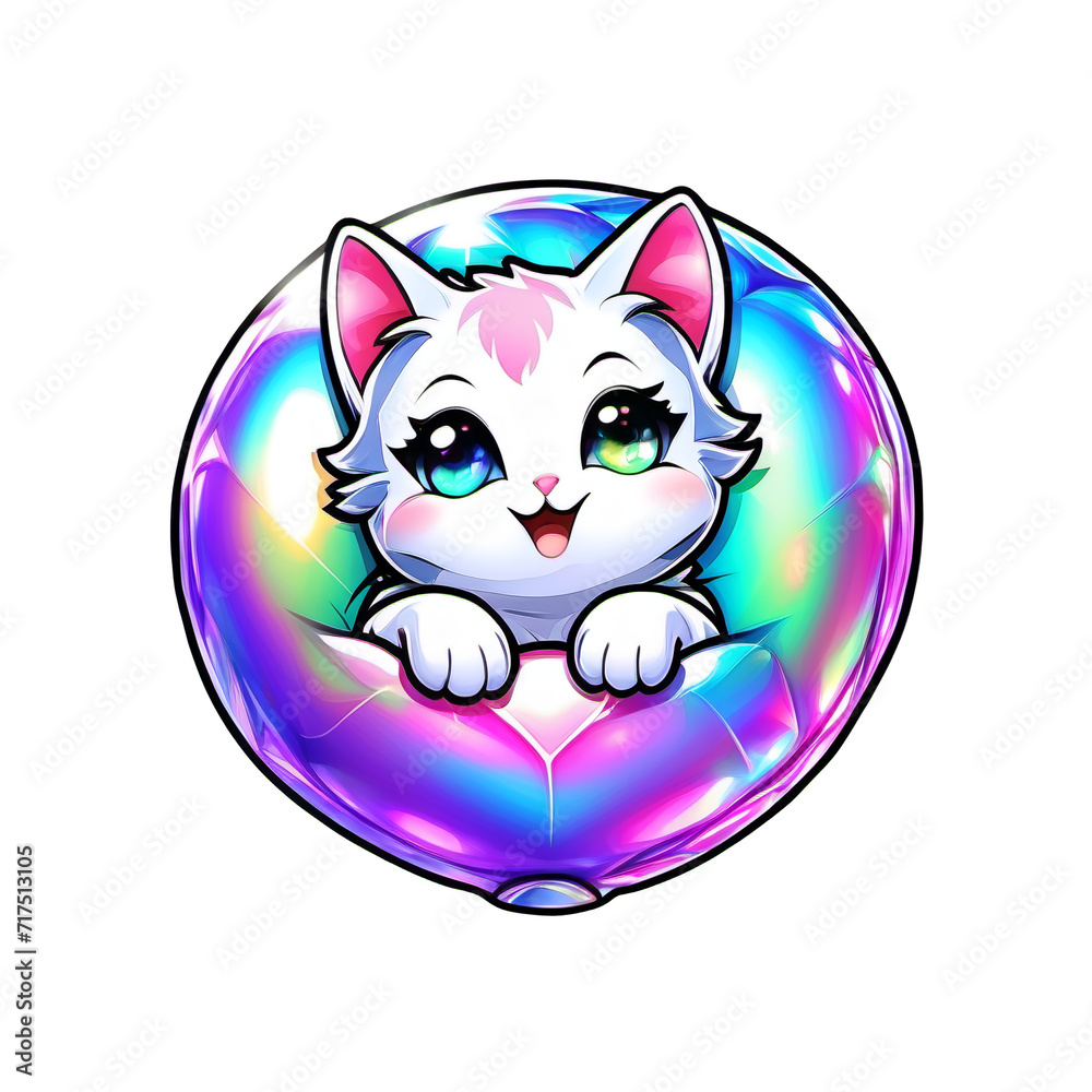 holographic sticker on a transparent background. cute kittens, cat. So ...