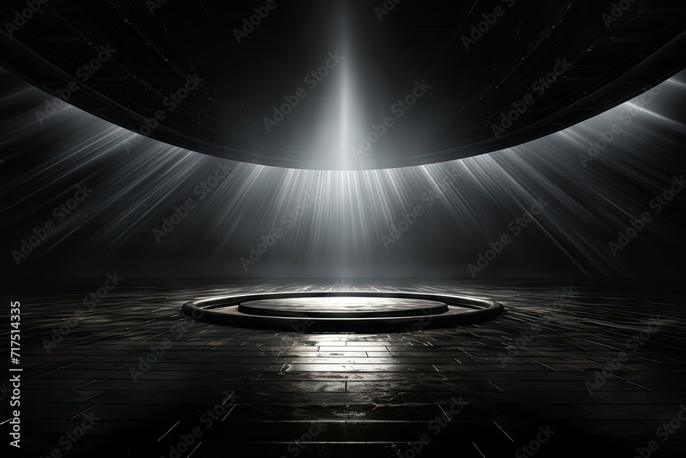 empty stage with black gray spotlights, Artistic performances stage ...