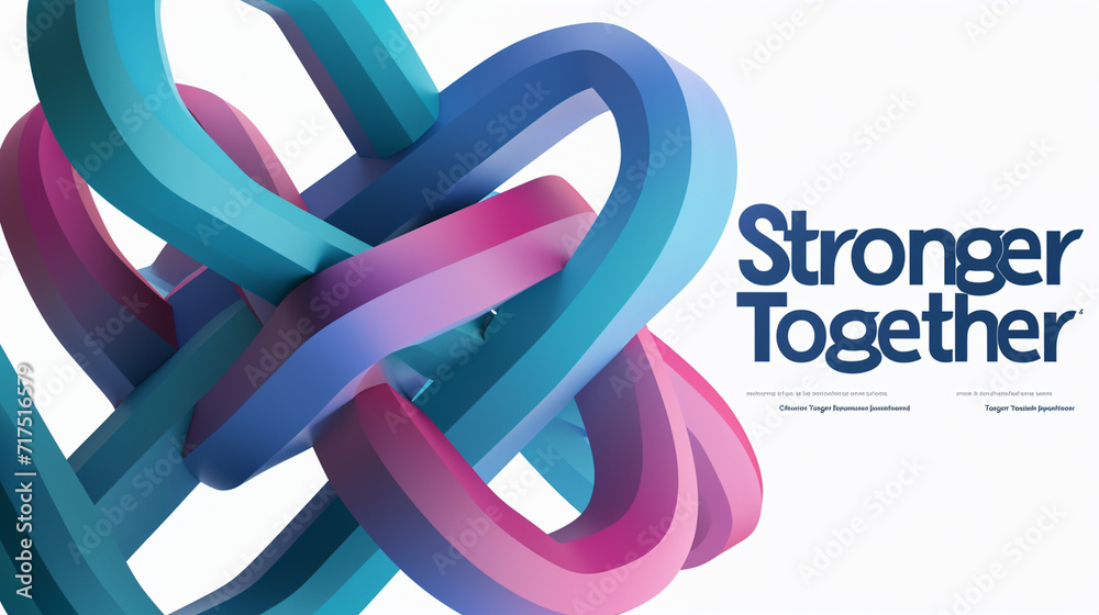 "Stronger Together" in an interconnected and overlapping font design ...