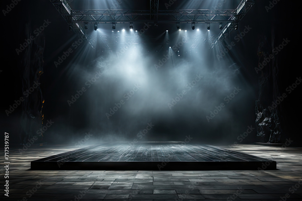 empty stage of black lights on the stage,Empty stage with monochromatic ...