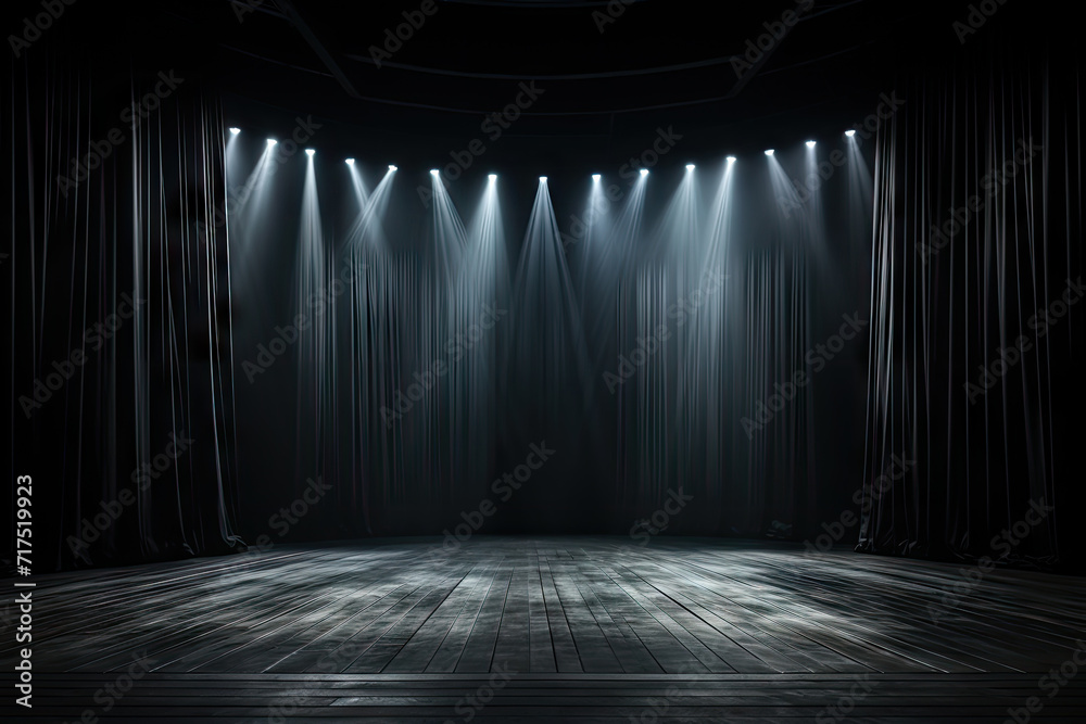 empty stage of black lights on the stage,Empty stage with monochromatic ...