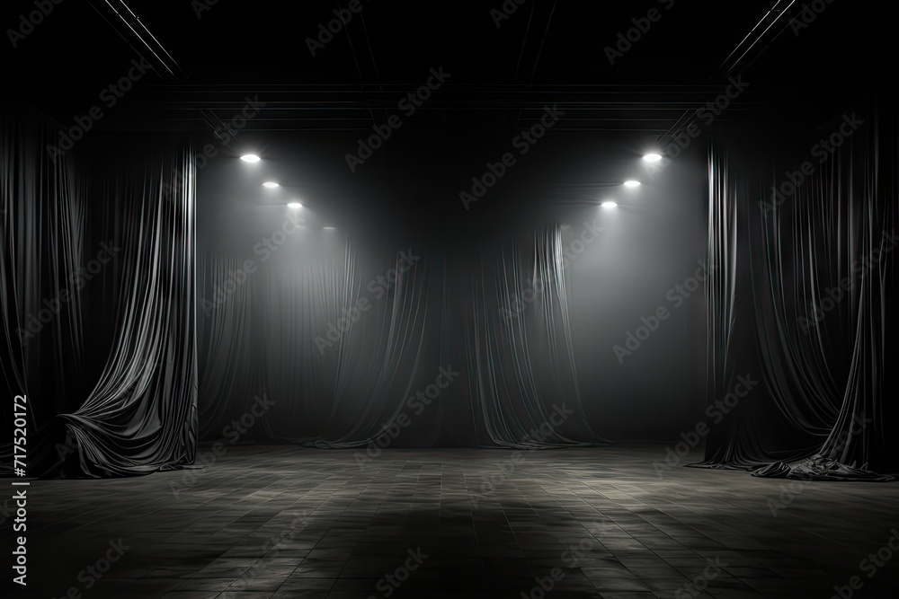 empty stage of black lights on the stage,Empty stage with monochromatic ...