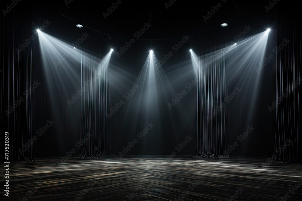 empty stage of black lights on the stage,Empty stage with monochromatic ...