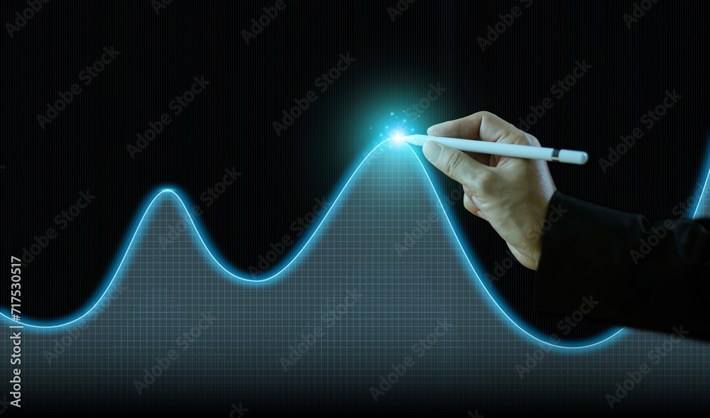 Scaleup businesses technology concept. Hand use pen draw automation ...