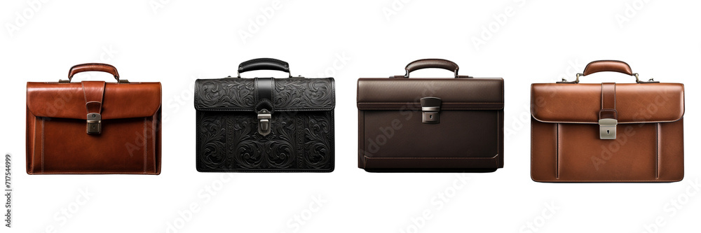 Set of classic briefcase with intricate details and realistic textures ...