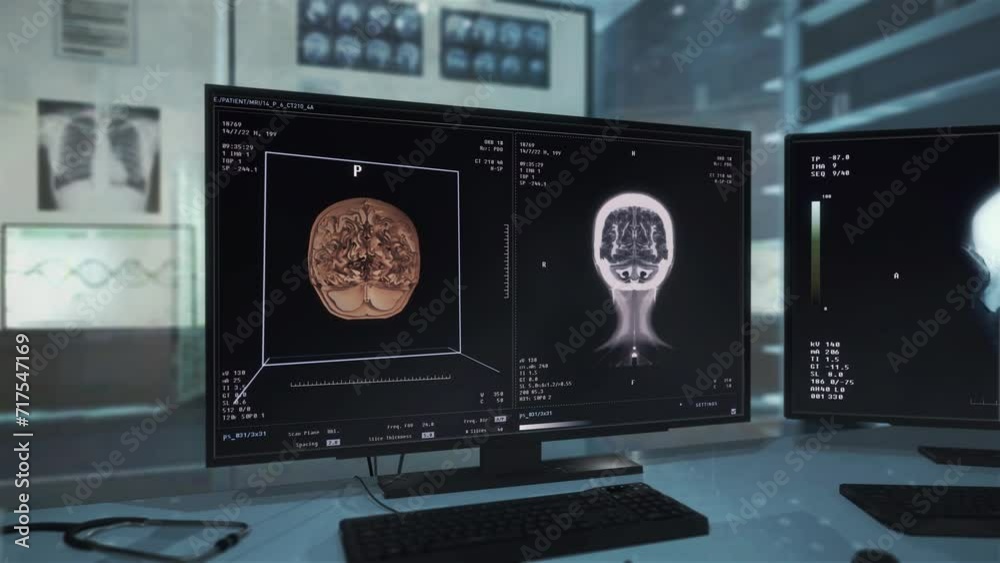 Medical scanner deals with the microscopic examination of a brain ...