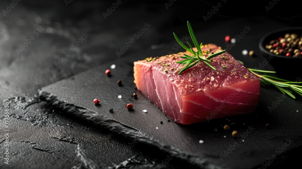 Experience the visual delight of a perfectly cooked tuna filet, a ...