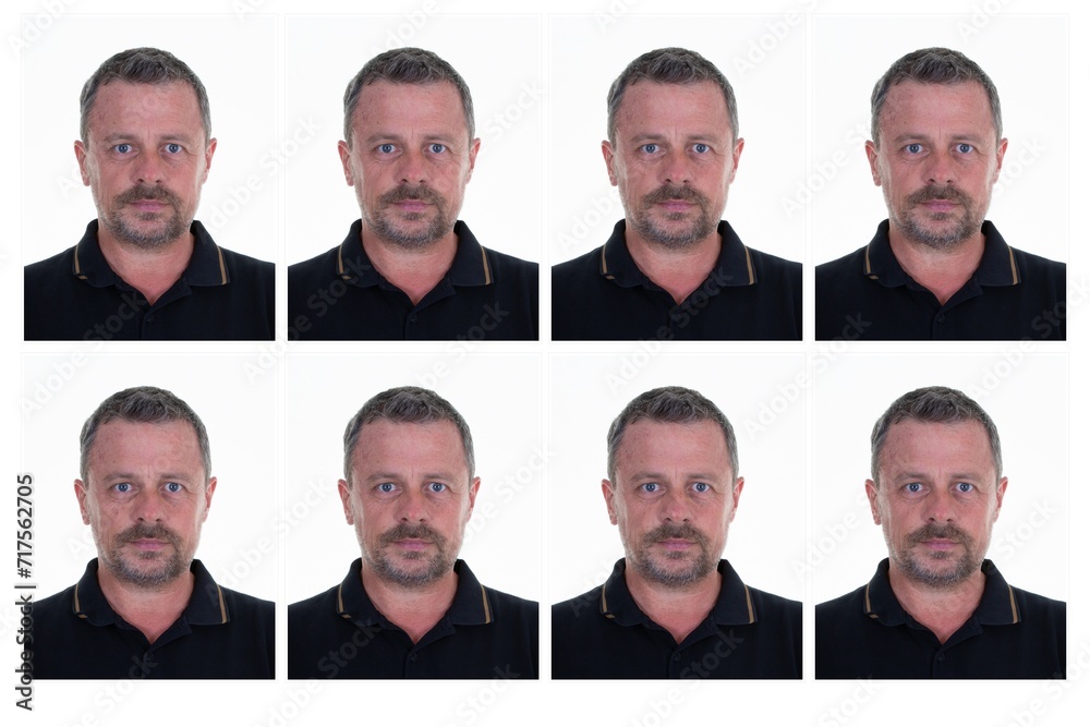 Identification photo portrait of serious man for passport identity card ...