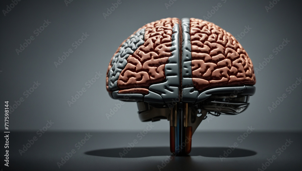Human brain front view isolated on black background. Stock Illustration ...