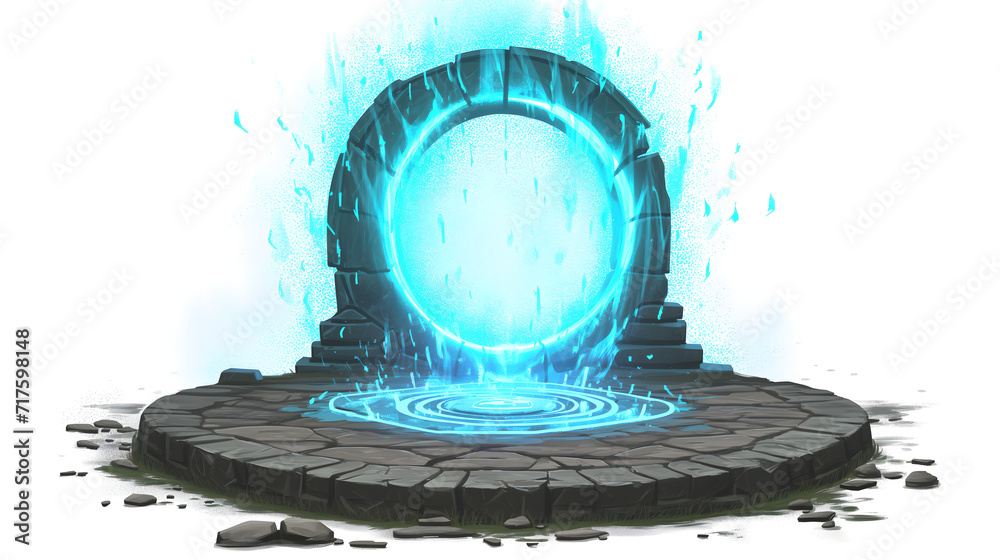 blue portal in pixel art game background, magic gate portal view, pixel ...