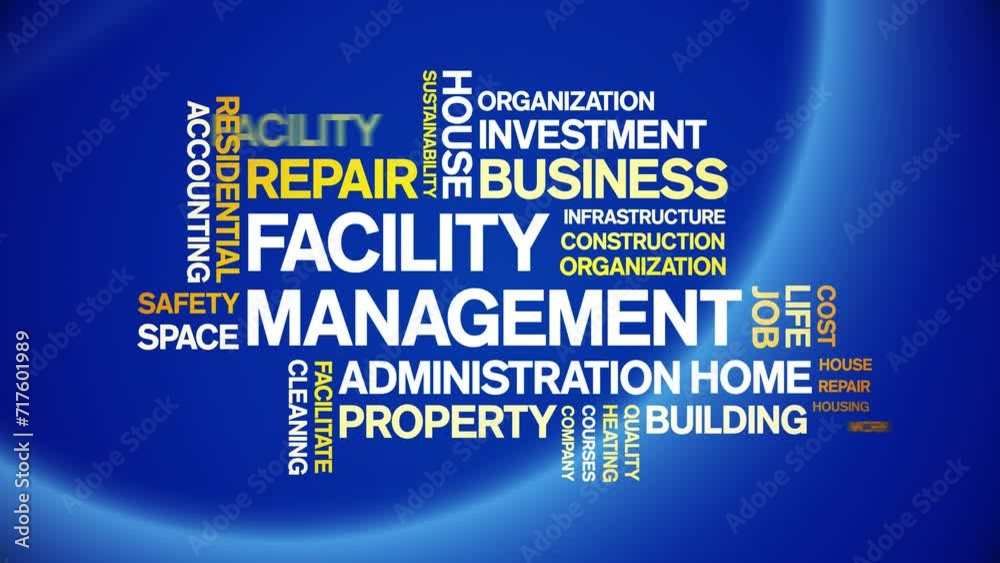 Facility Management animated tag word cloud;text design animation ...