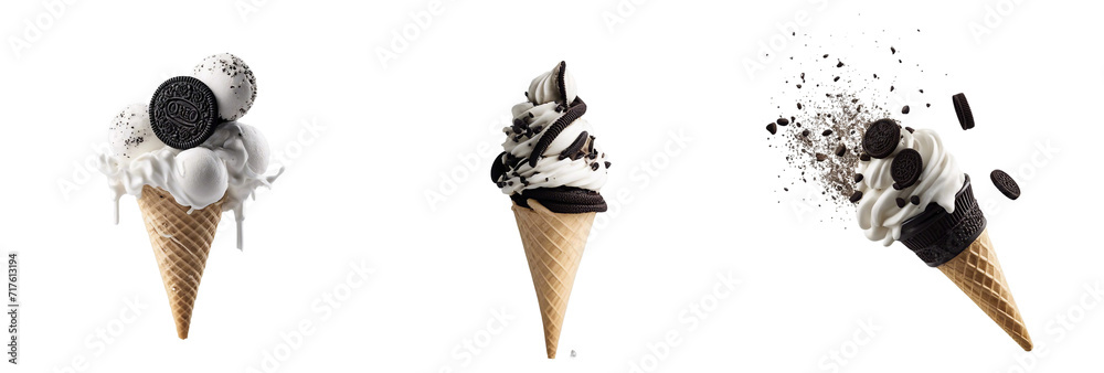 ภาพประกอบสต็อก Cut out Set Of Whimsical Bliss: Oreo Ice Cream Cone ...