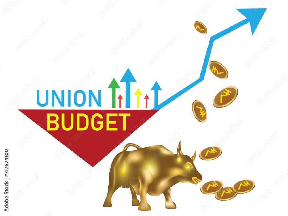 Indian Union Budget, India economy, finance icon, Indian rupee coin ...